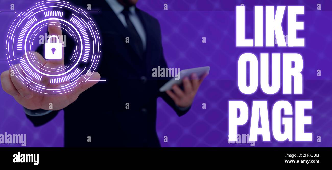 Conceptual display Like Our Page. Word Written on Follow us on the ...