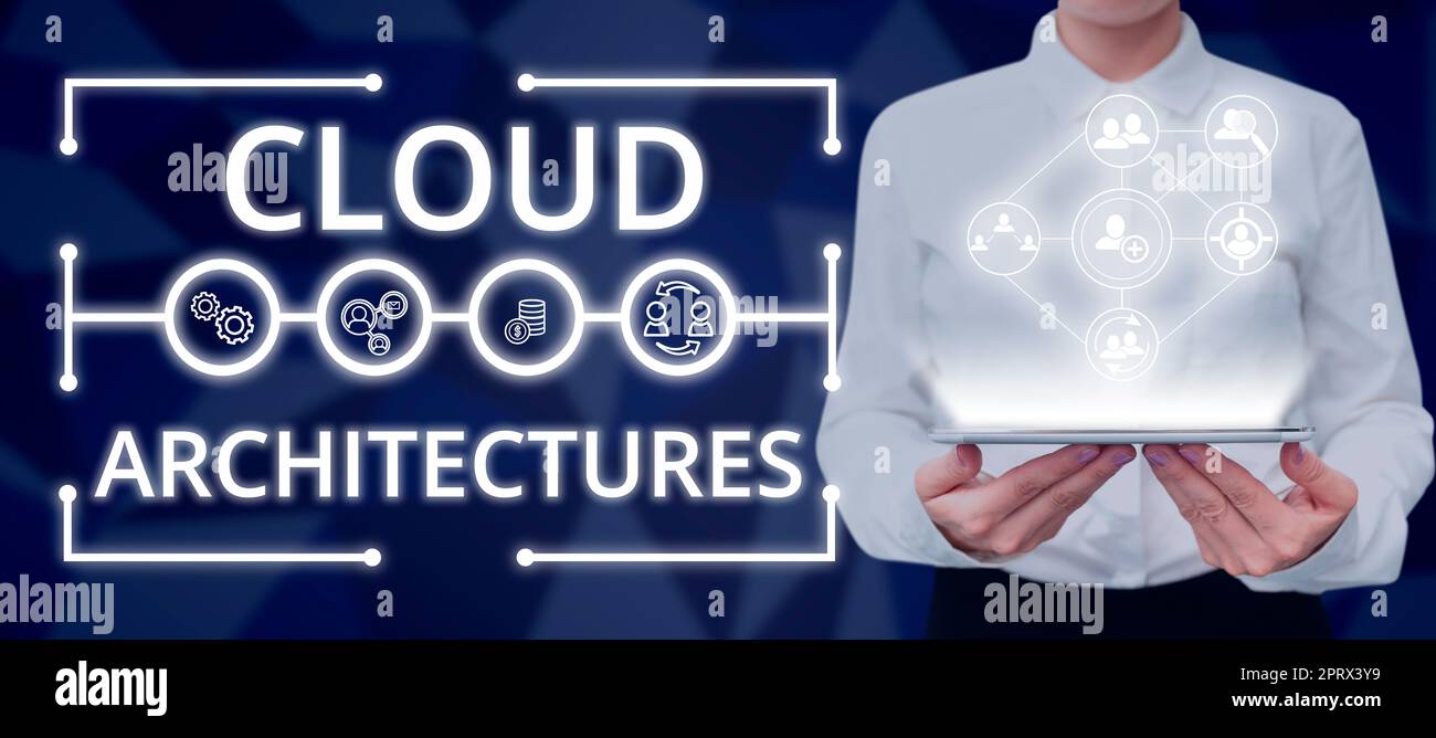 Hand writing sign Cloud ArchitecturesVarious Engineered Databases Softwares Applications ...