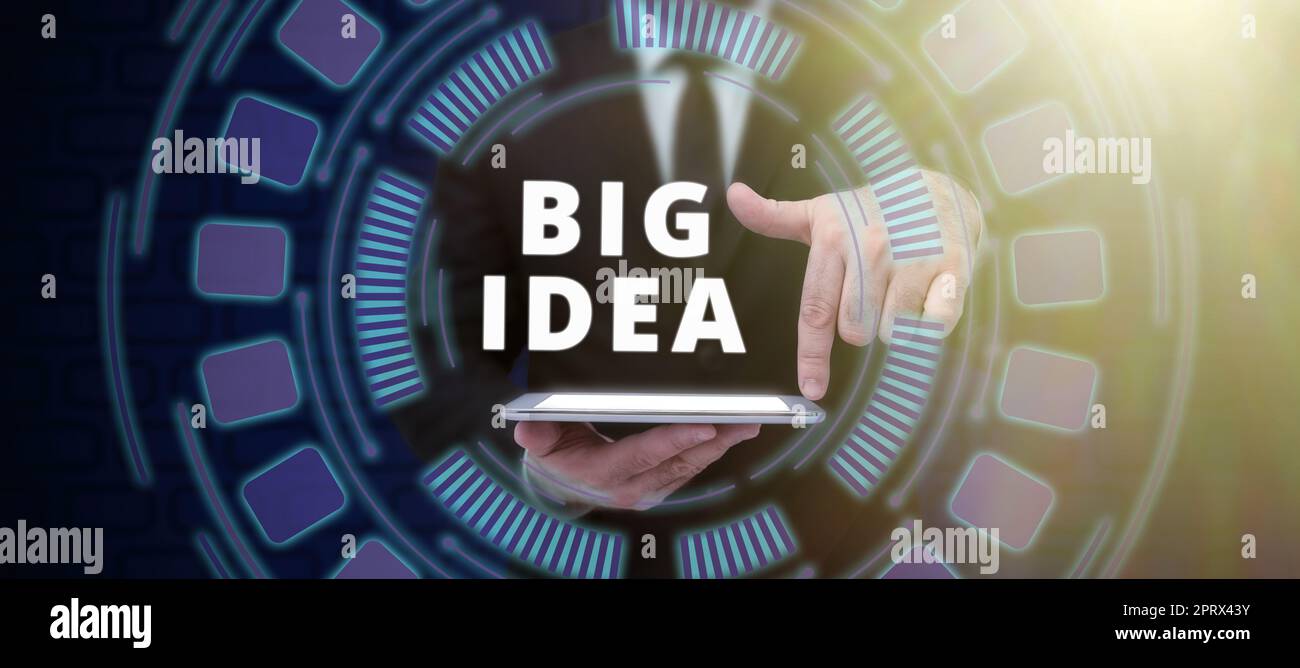 Sign displaying Big Idea. Business approach Having great creative ...