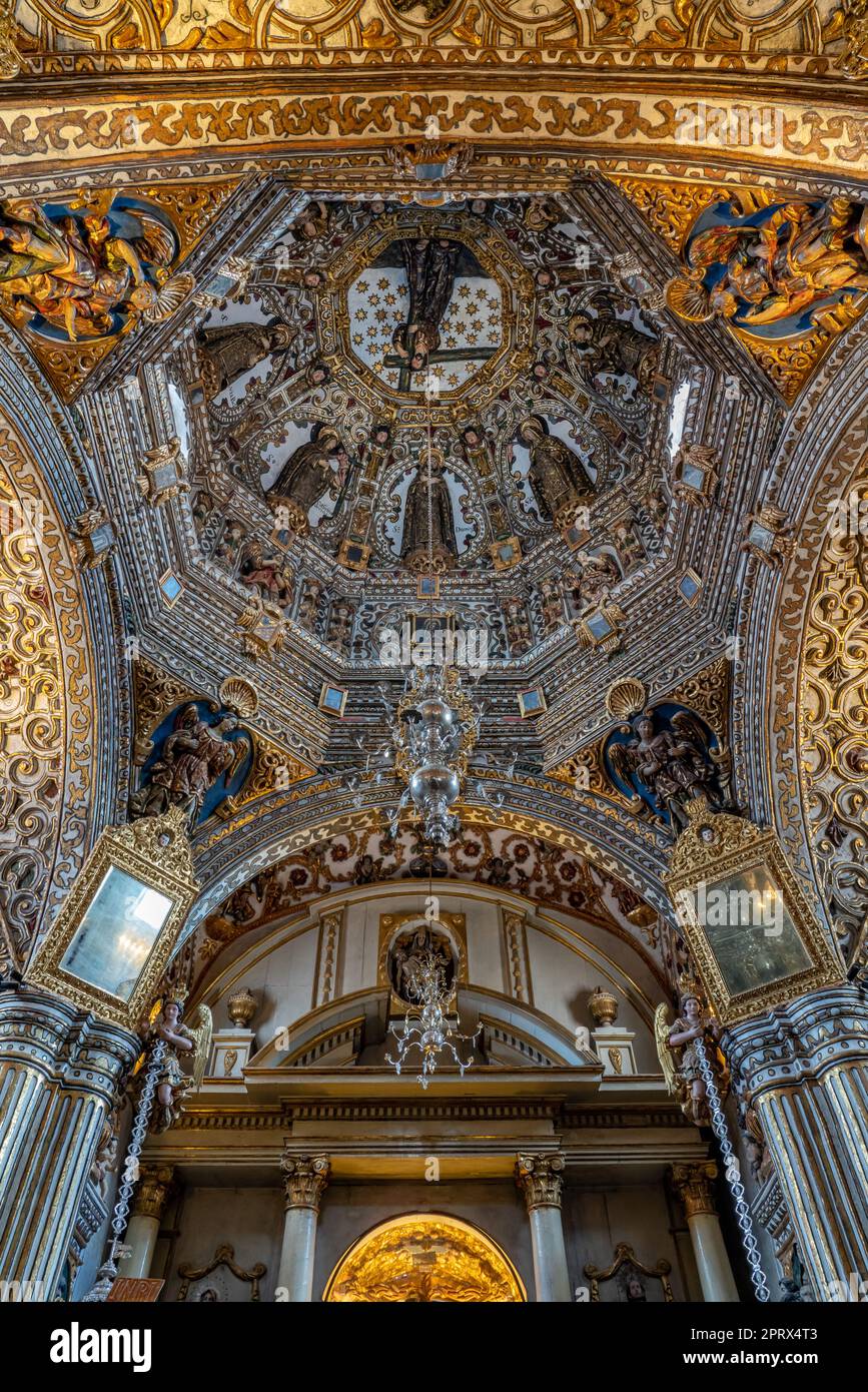 The ceiling of the ornate baroque Chapel of the Senor de Tlacolula ...