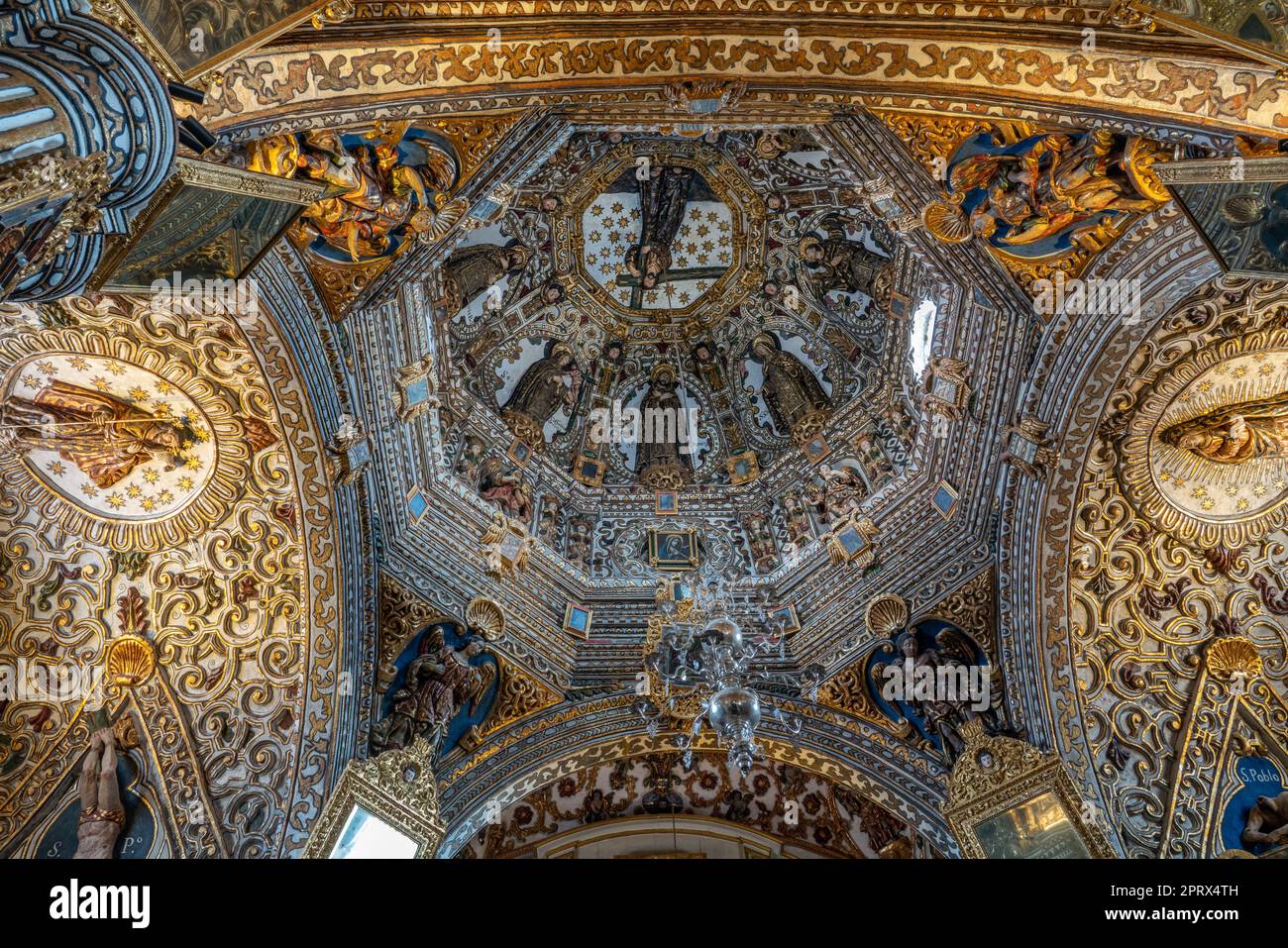 The ceiling of the ornate baroque Chapel of the Senor de Tlacolula ...