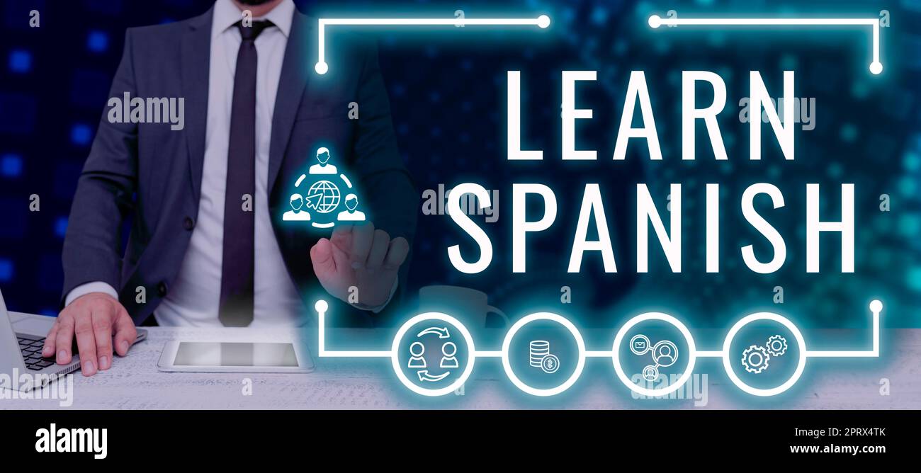 Text sign showing Learn Spanish. Internet Concept Translation Language ...