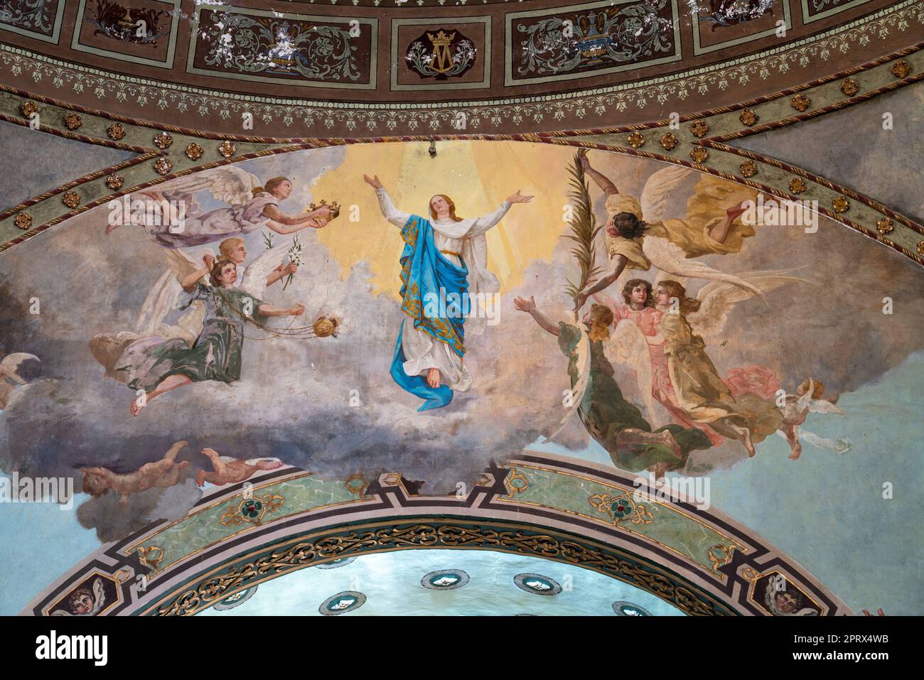 Fresco on the ceiling of the Church Saint Mary of the Assumption in ...