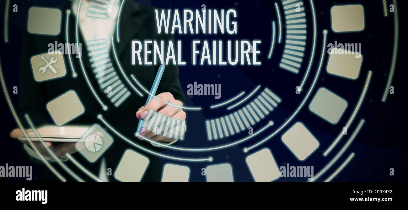 Inspiration showing sign Warning Renal Failure. Word Written on stop ...