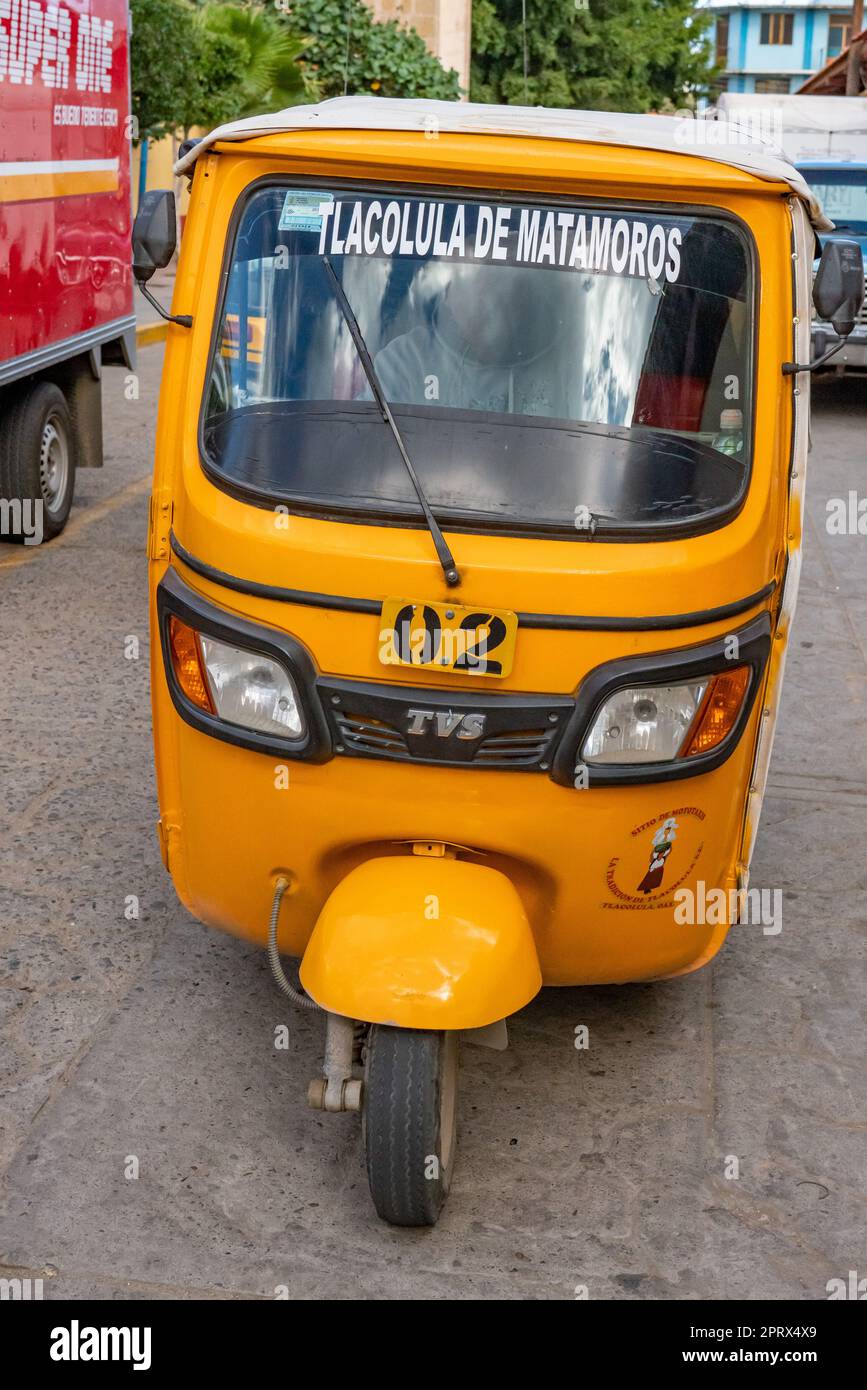 A mototaxi on the street in Tlacolula de Matamoros in the Central ...