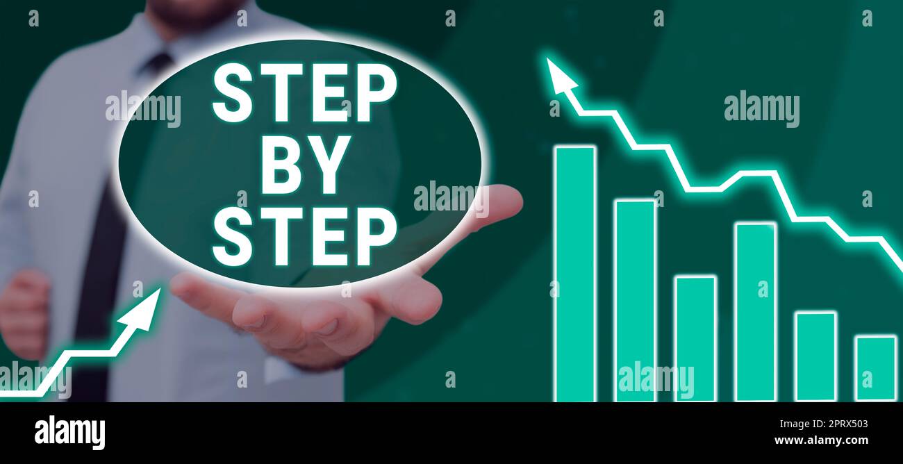 Writing displaying text Step By Step. Word Written on Slow progress ...