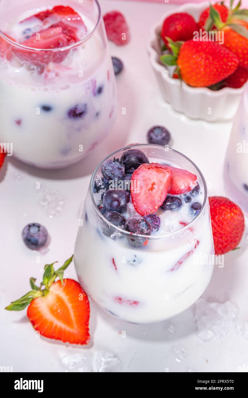 Summer milk berry non-alcohol cocktail, Sweet vegan coconut milk non ...