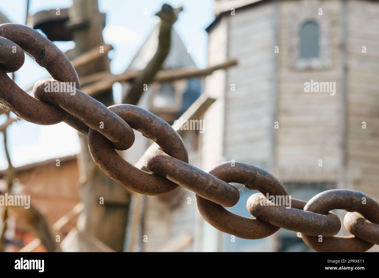 Old rusty metal chain outdoors. Large chain links Stock Photo - Alamy
