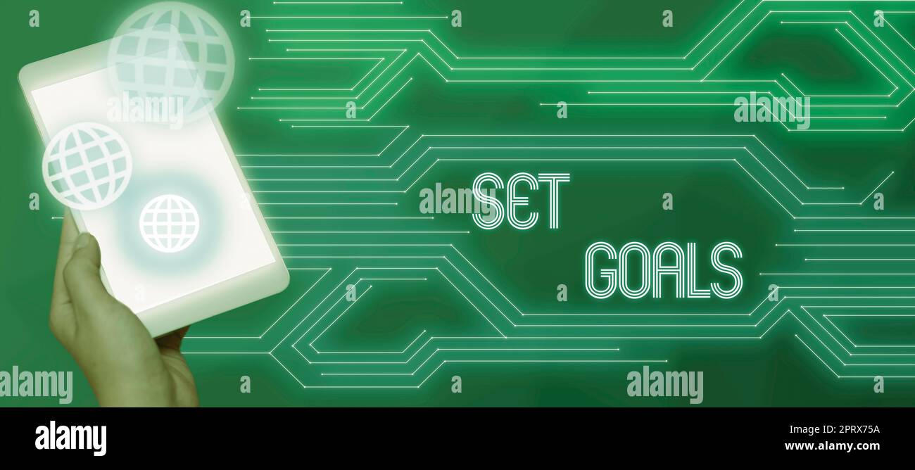 Hand writing sign Set Goals, Conceptual photo Defining or achieving ...