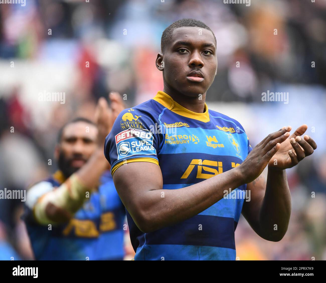 Wigan, England - 23rd April 2023 - Wakefield Trinity's Sam Eseh. Rugby ...