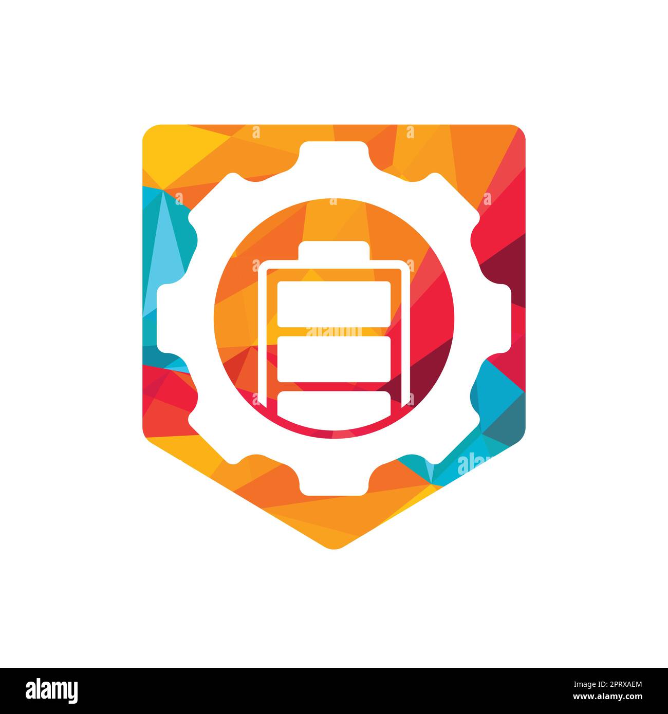 Industrial energy and power logo design concept. Battery and gear icon ...