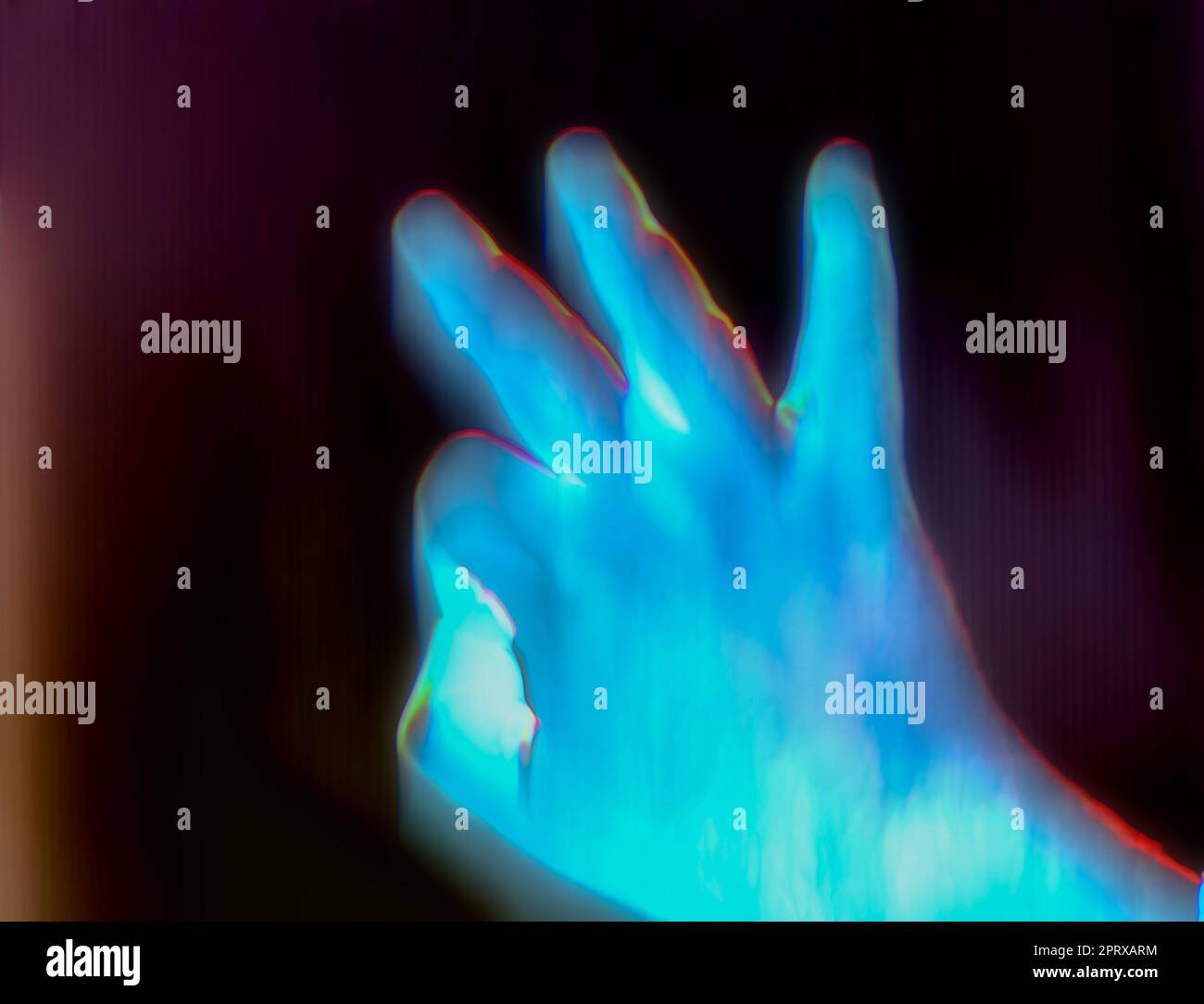 3D-Illustration of a glowing human male hand in an x-ray view Stock ...