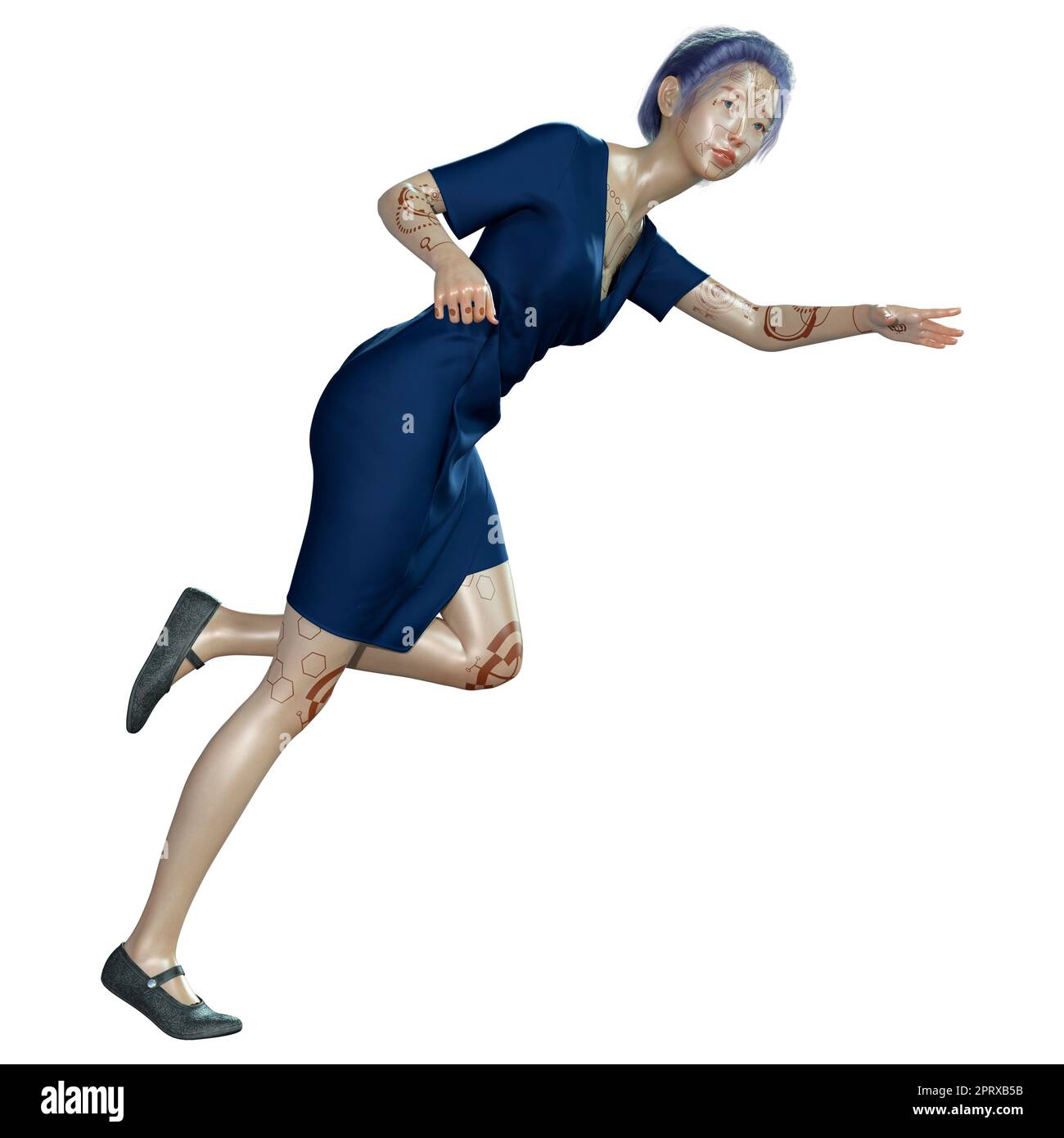 3D rendering of a female robot isolated on white background Stock Photo ...