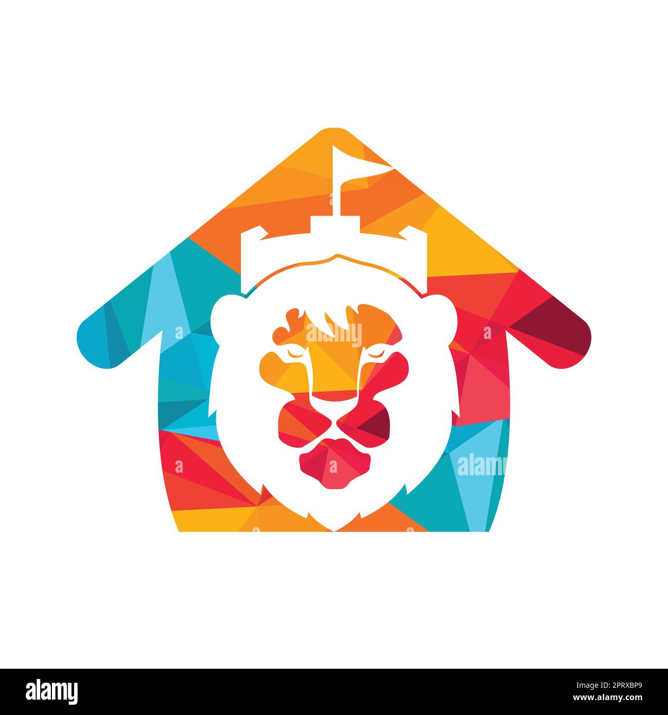 Lion fort vector logo design template. King castle logo concept Stock ...