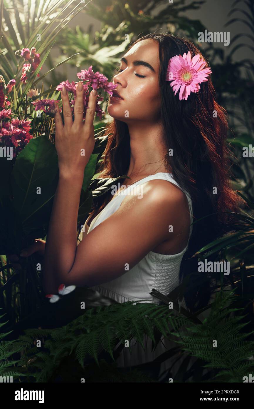 Woman happy colourful plants gardening hi-res stock photography and ...