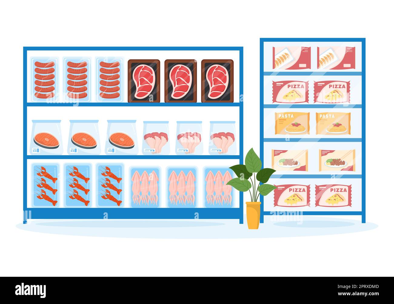 Frozen Food Store with Products Vacuumed using Foil and Pouch Packaging ...