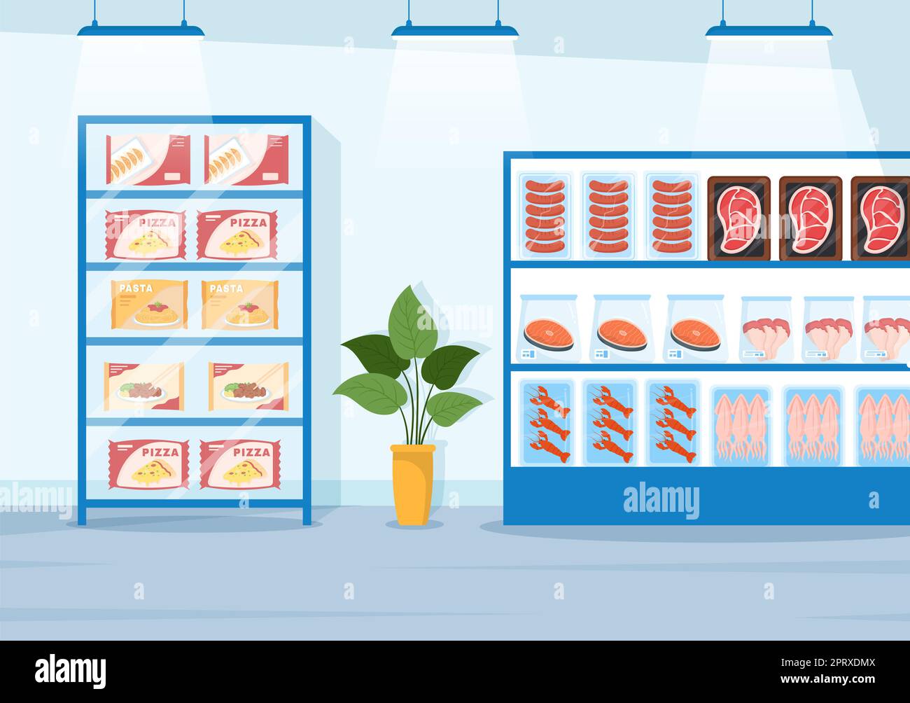 Frozen Food Store with Products Vacuumed using Foil and Pouch Packaging ...