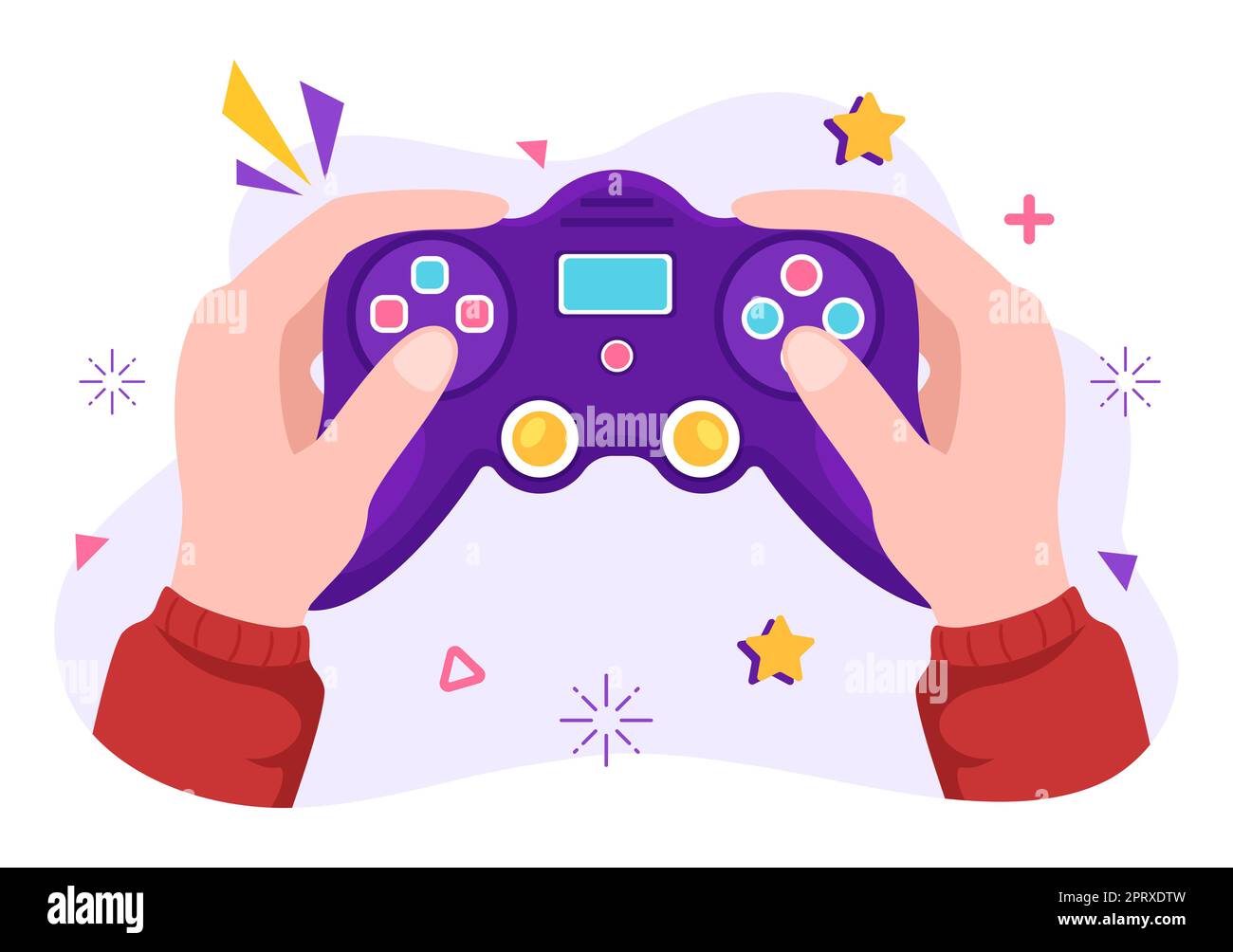 Video Game with Kids Playing Gamepad Controllers Fighting Console on ...