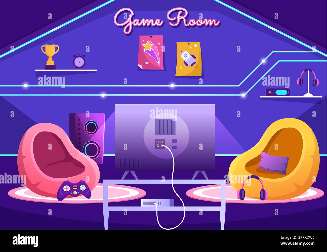 Video Game Room Interior with Android Mobile Computer and Comfortable ...