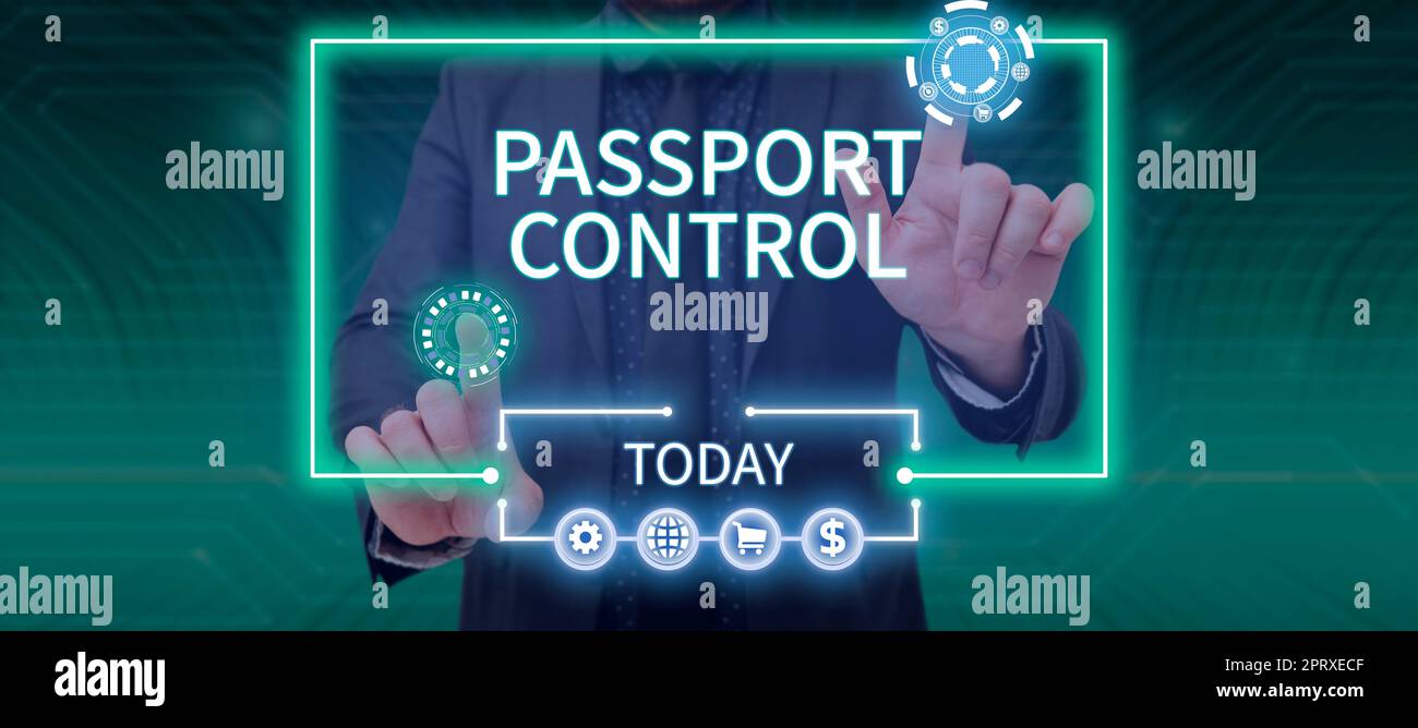 Text showing inspiration Passport Control, Concept meaning the area in ...