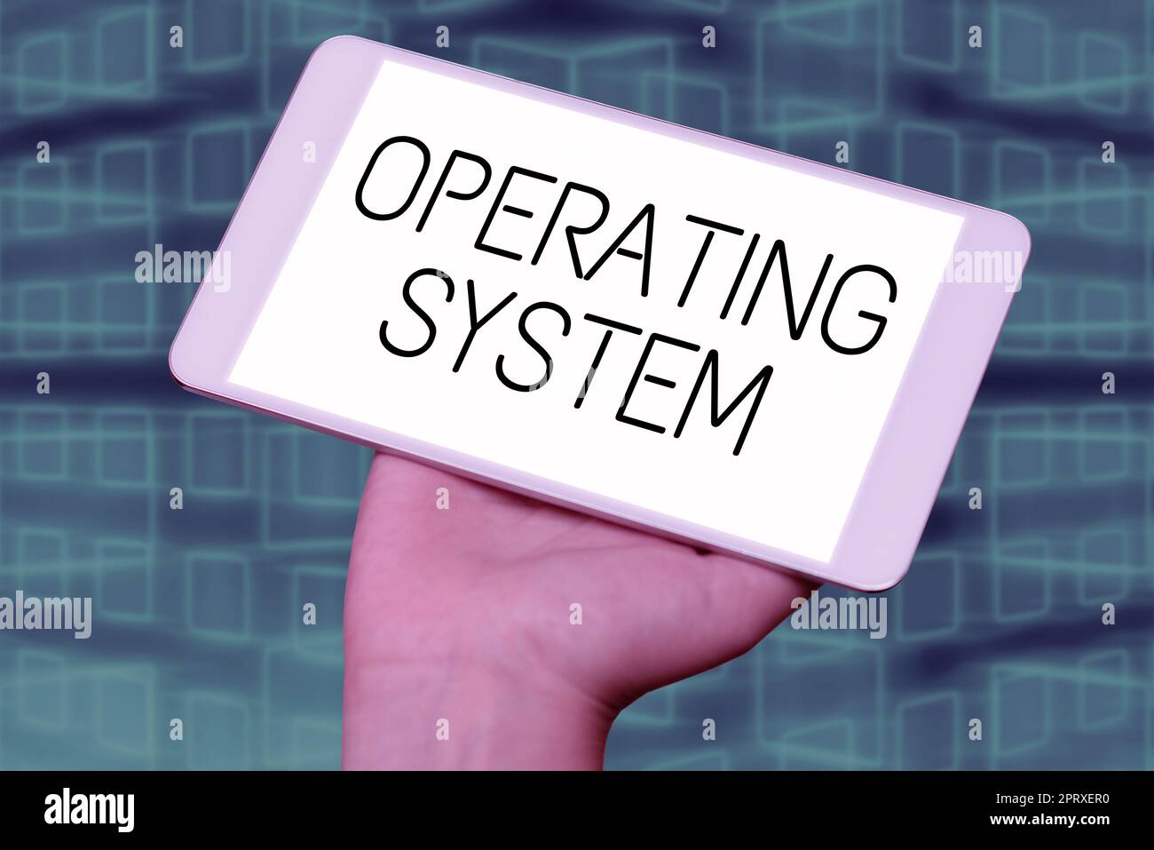 Text caption presenting Operating System, Conceptual photo made from ...