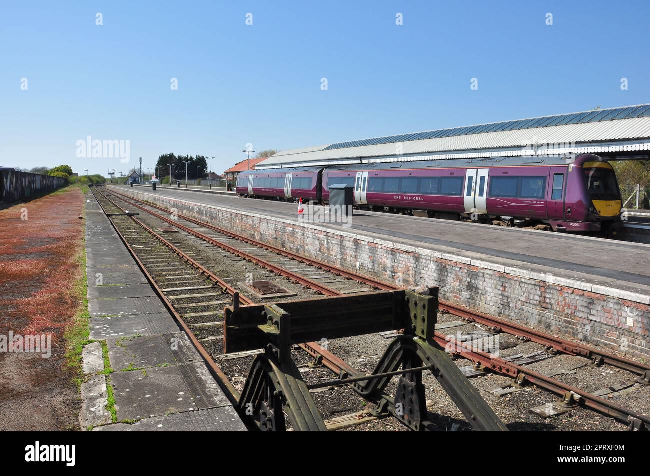 Class 170 diesel multiple unit at the seaside town of Skegness ...