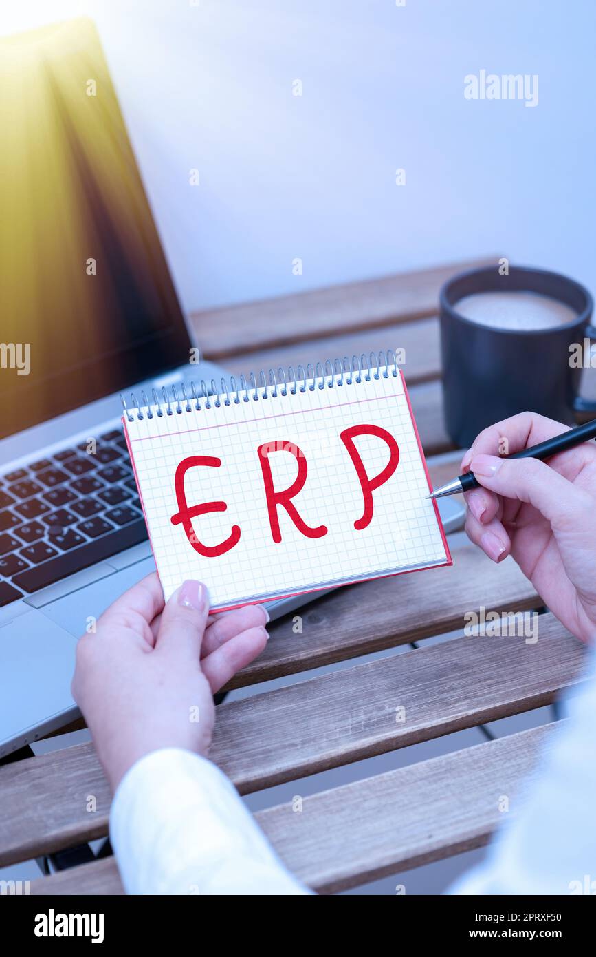 Text showing inspiration Erp, Business overview enterprise resource planning centralized ...