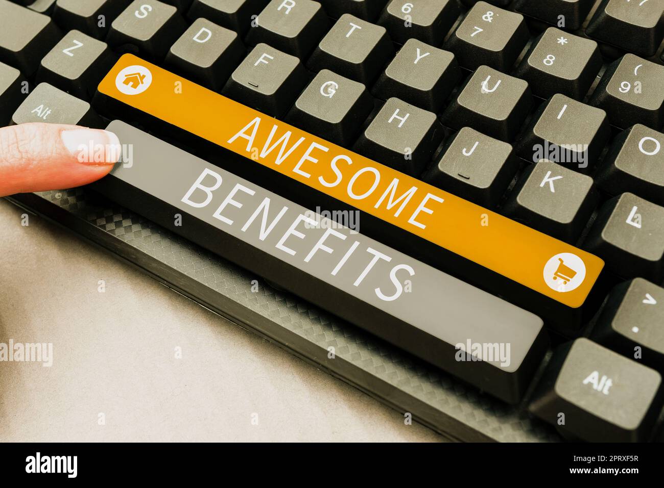 Hand writing sign Awesome Benefits, Conceptual photo informal an ...