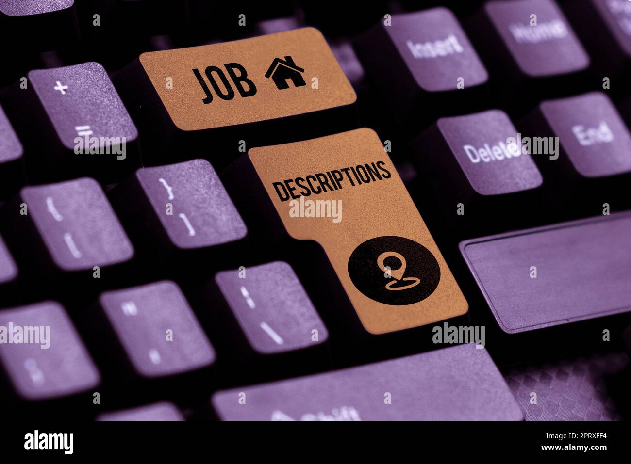 Inspiration showing sign Job Descriptions, Internet Concept a formal ...