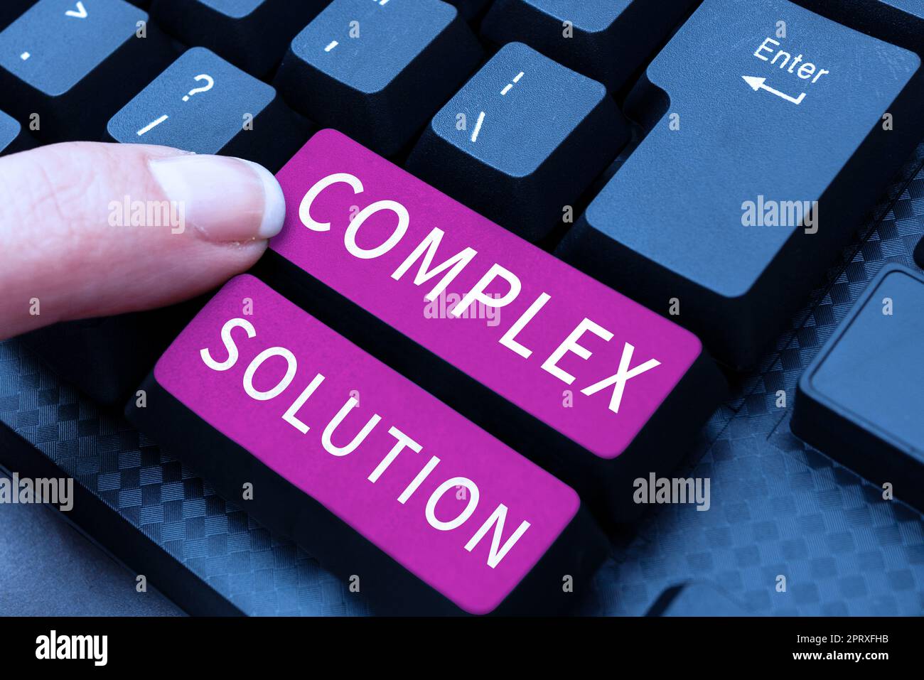Text caption presenting Complex Solution, Business overview significant ...