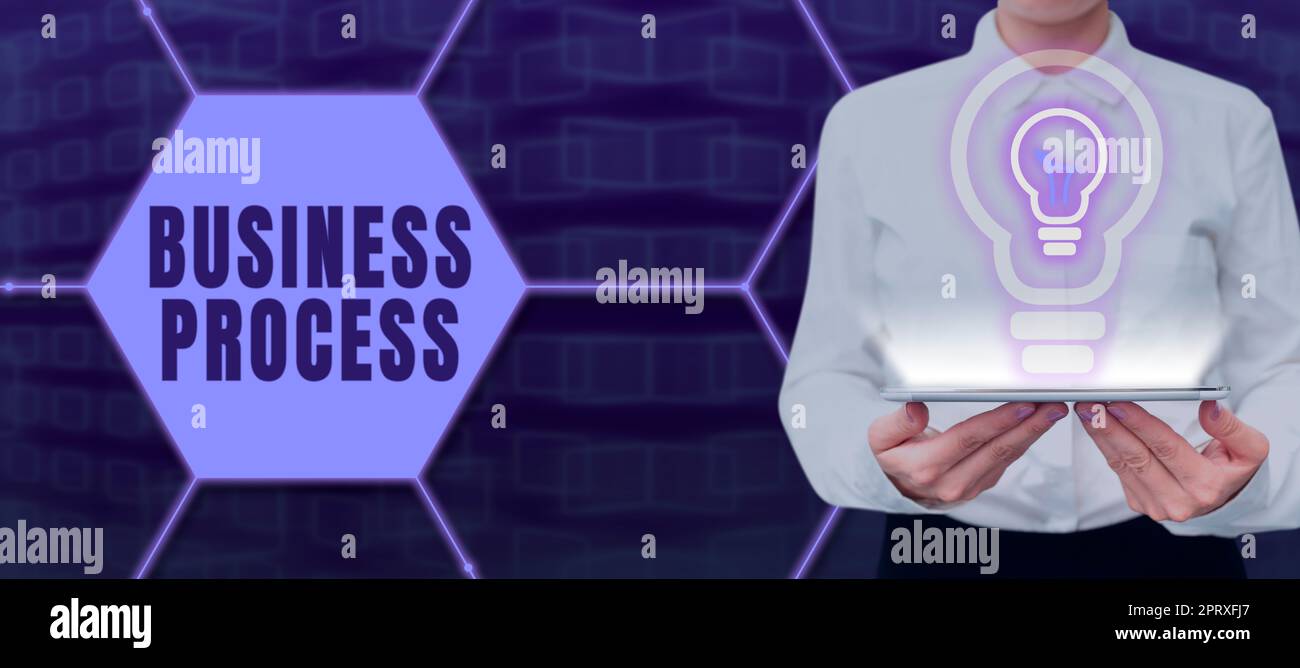 Sign displaying Business Process, Business showcase implemented to ...