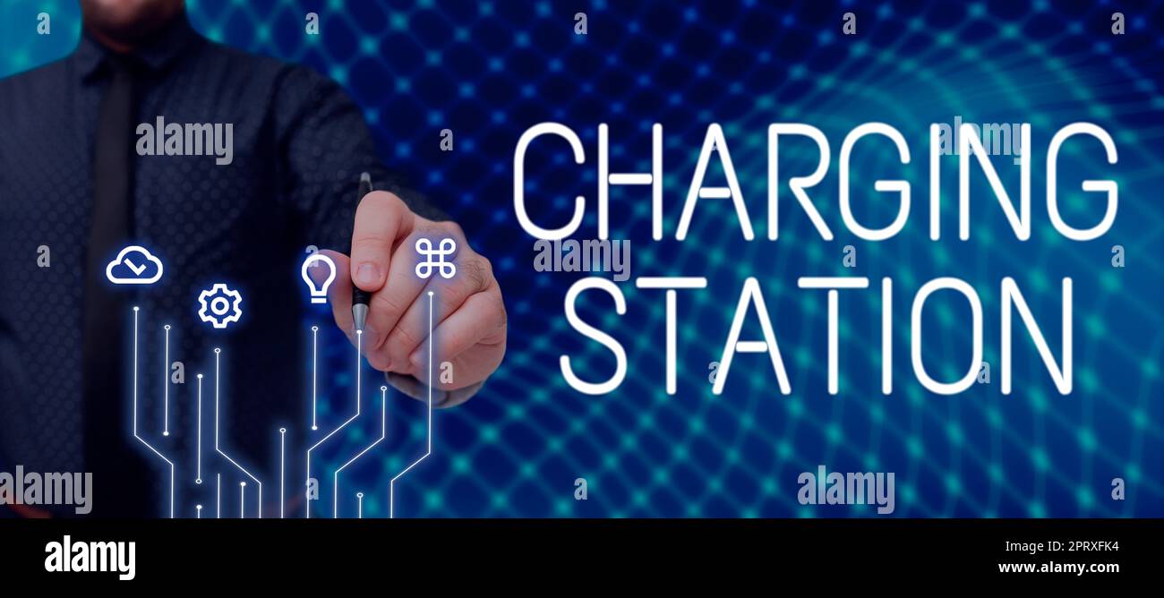 Sign displaying Charging Station, Business showcase places where ...