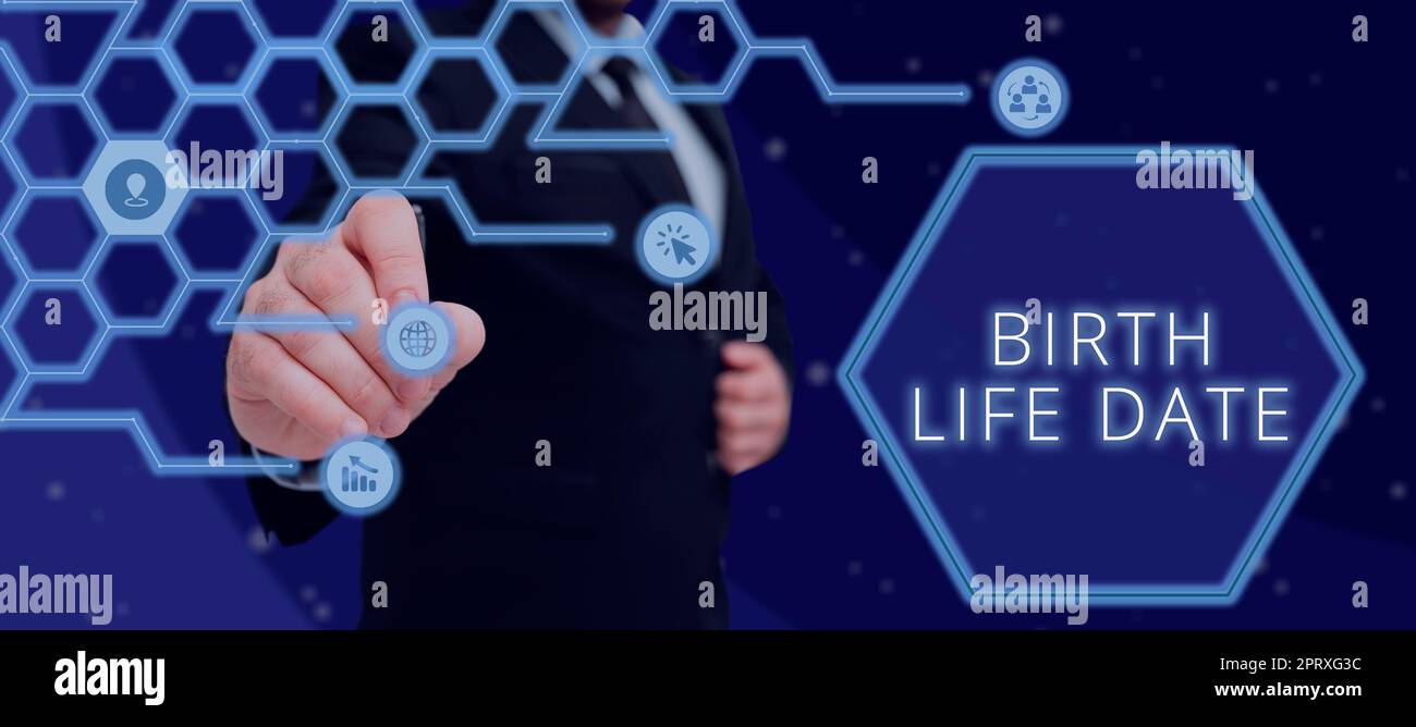 Writing displaying text Birth Life Date, Conceptual photo Day a baby is ...