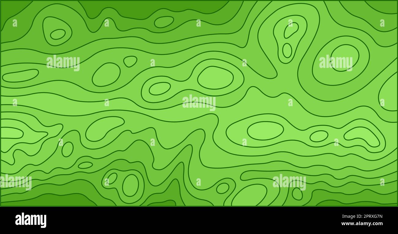 Abstract vector topographic map with isolines on green pattern ...