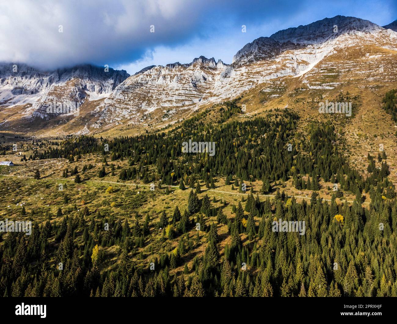 Autumn on the Montasio plateau. Crowned by mountains and colors Stock ...