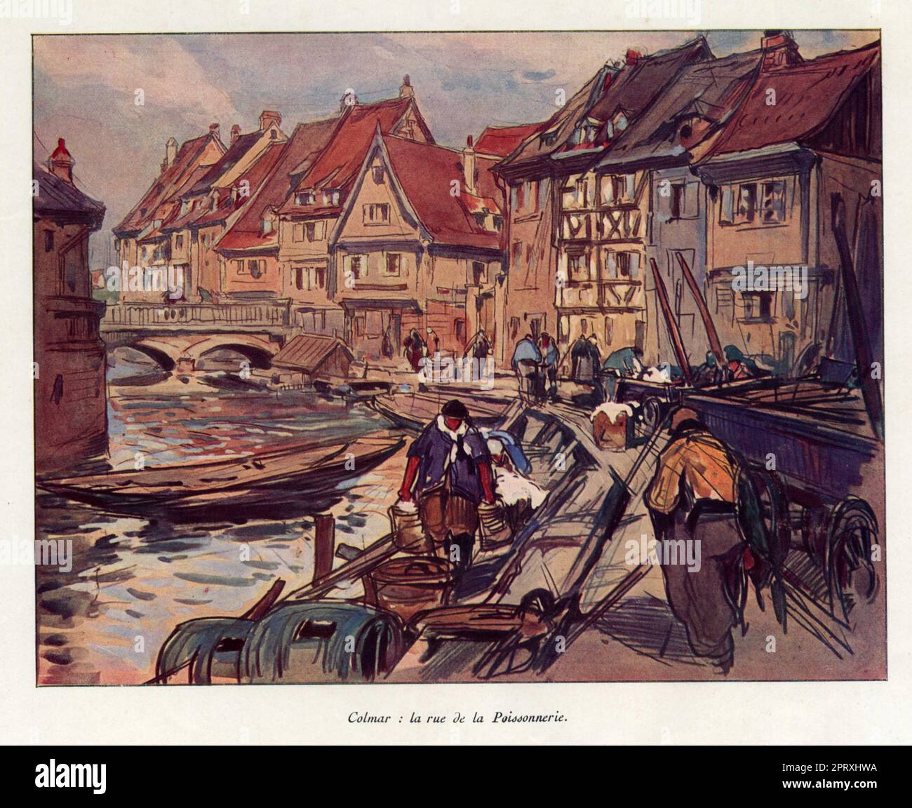 Colmar : la rue de la Poissonnerie, 1929, aquarelle de Henry Cheffer Stock Photo - Alamy