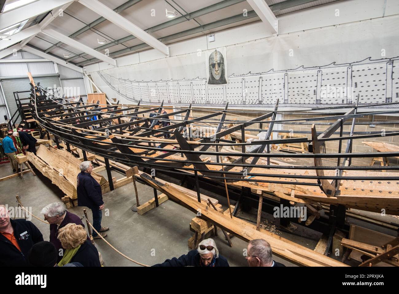 A replica of an Anglo saxon burial ship, found at Sutton Hoo, is being ...