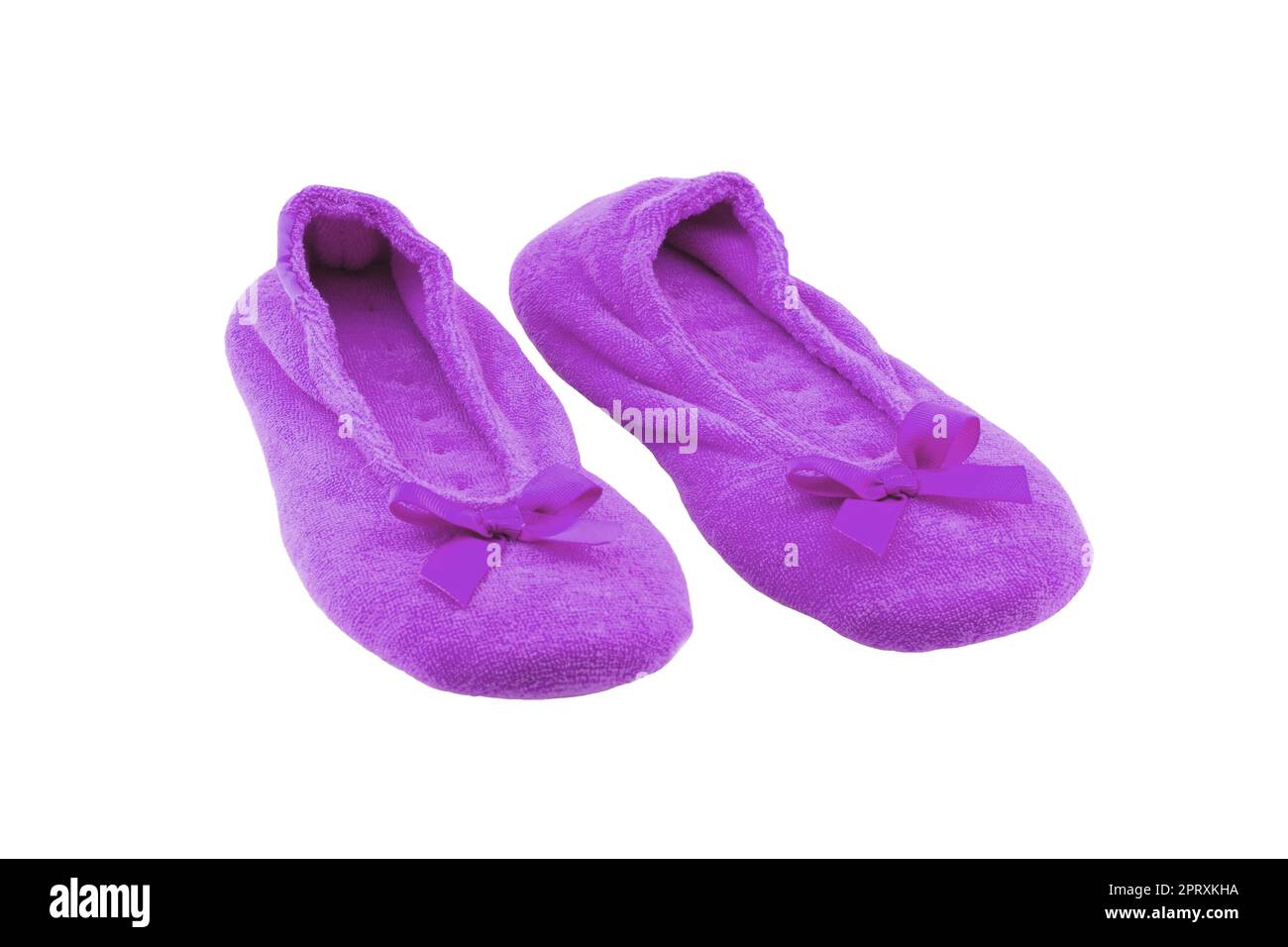 Slippers isolated. Close-up of a pair of female pink warm and soft cosy ...