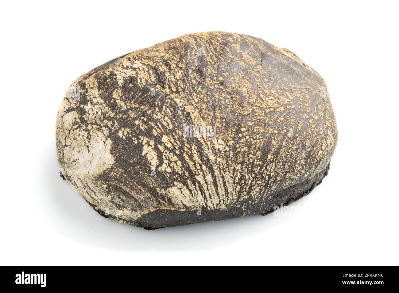 Fresh homemade black bread with flour isolated on white background ...