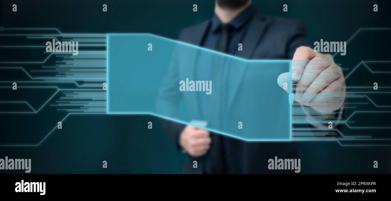 Business Man Presenting New Futuristic Technologies Stock Photo - Alamy
