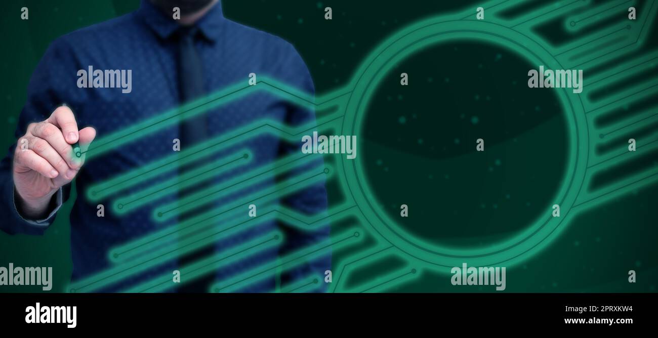 Business Man Presenting New Futuristic Technologies Stock Photo - Alamy