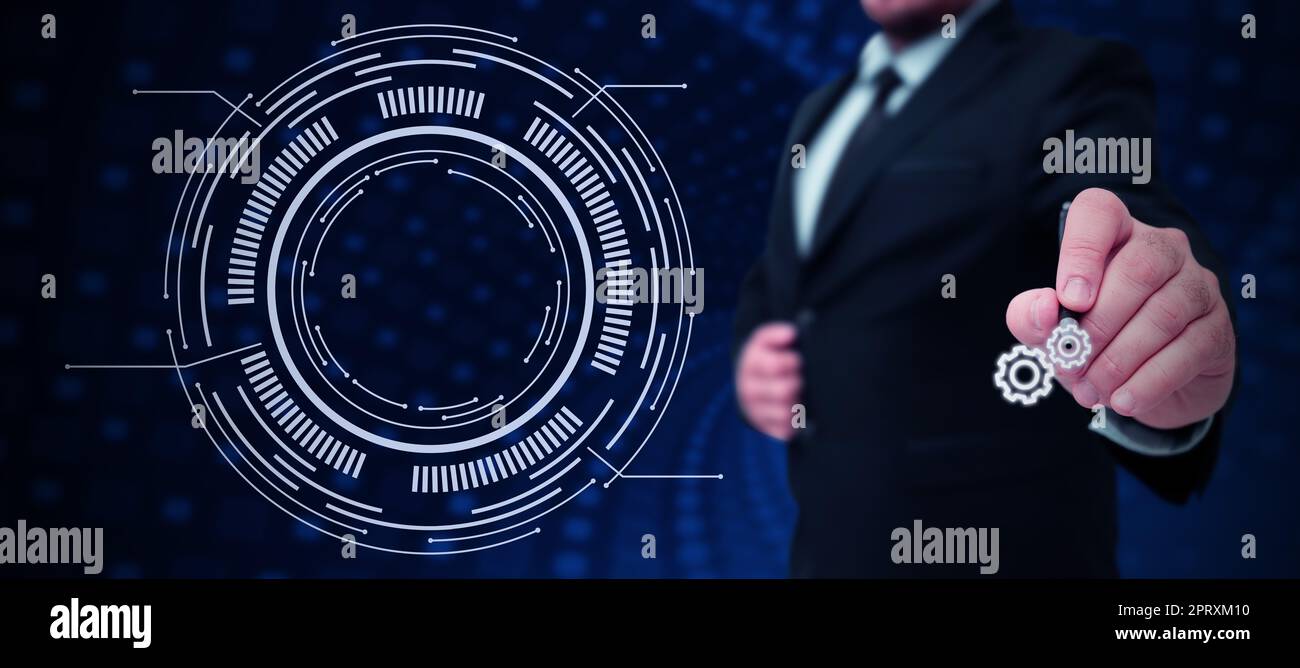 Business Man Presenting New Futuristic Technologies Stock Photo - Alamy