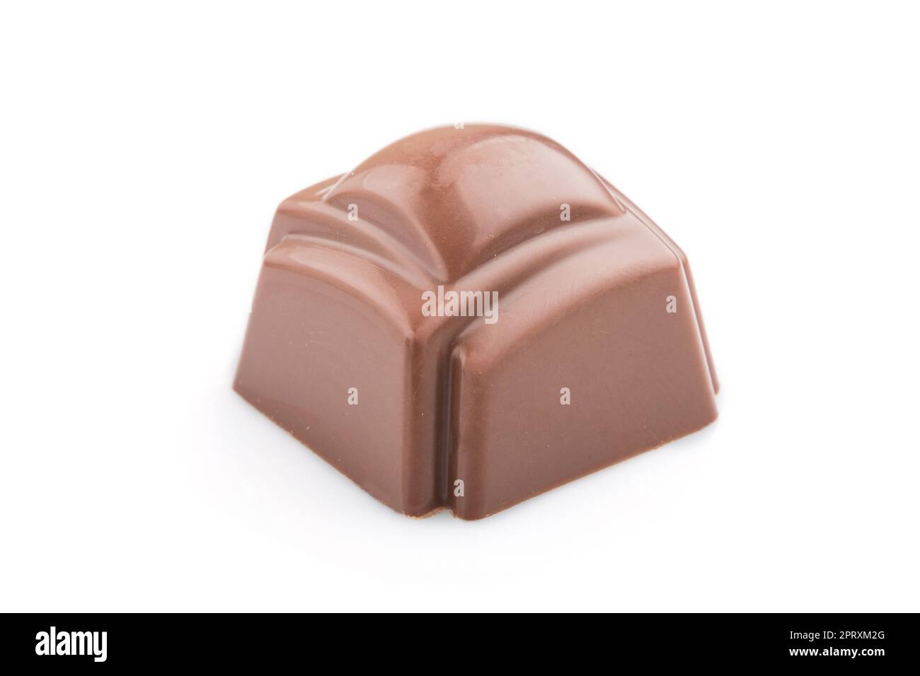 Single chocolate candy isolated on white background. side view, close ...
