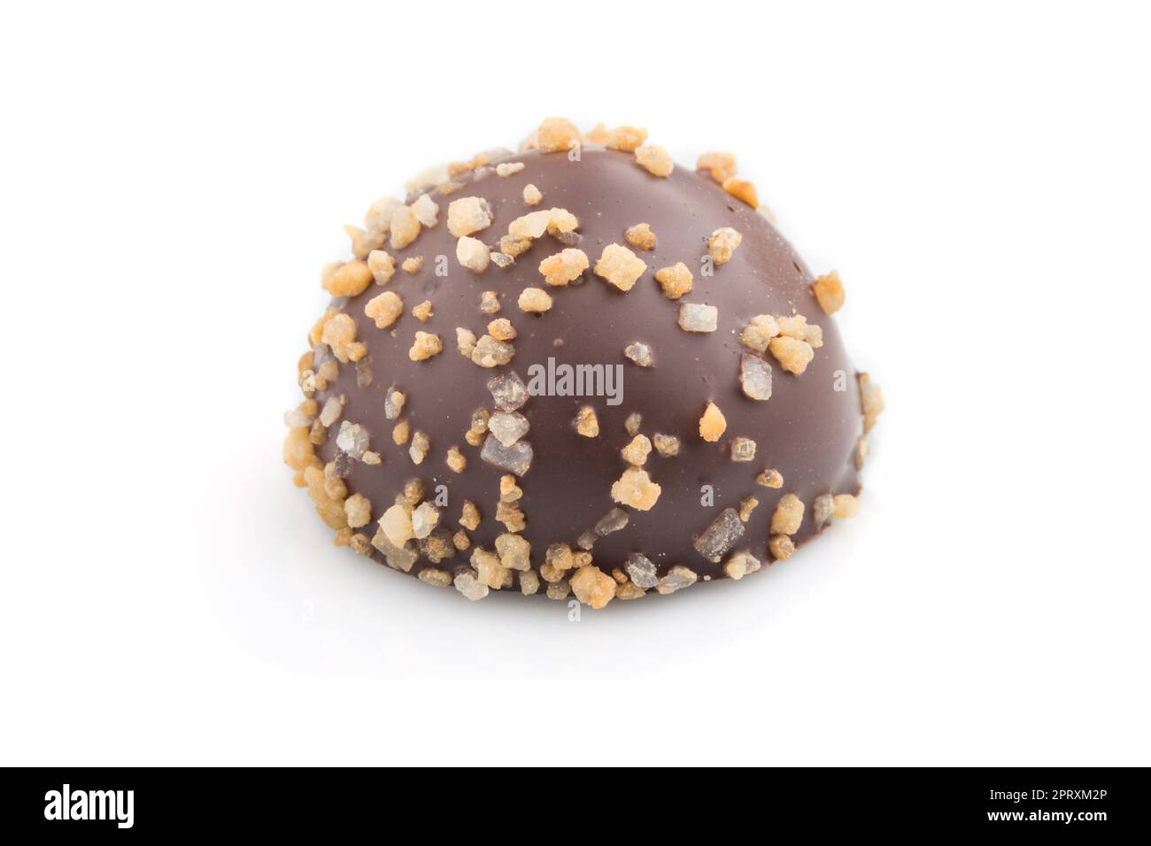 Single chocolate candy isolated on white background. side view, close ...