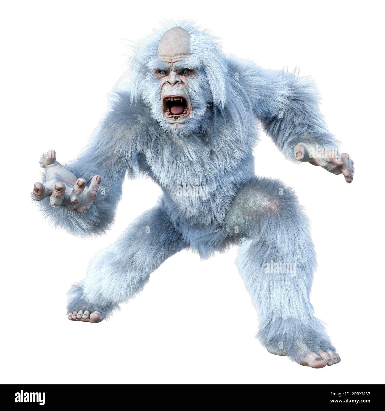 3D rendering of a fantasy creature yeti isolated on white background ...