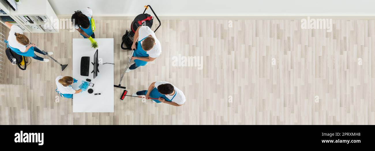 Office Cleaning Team. Floor Service Janitor Cleaner Group Stock Photo ...
