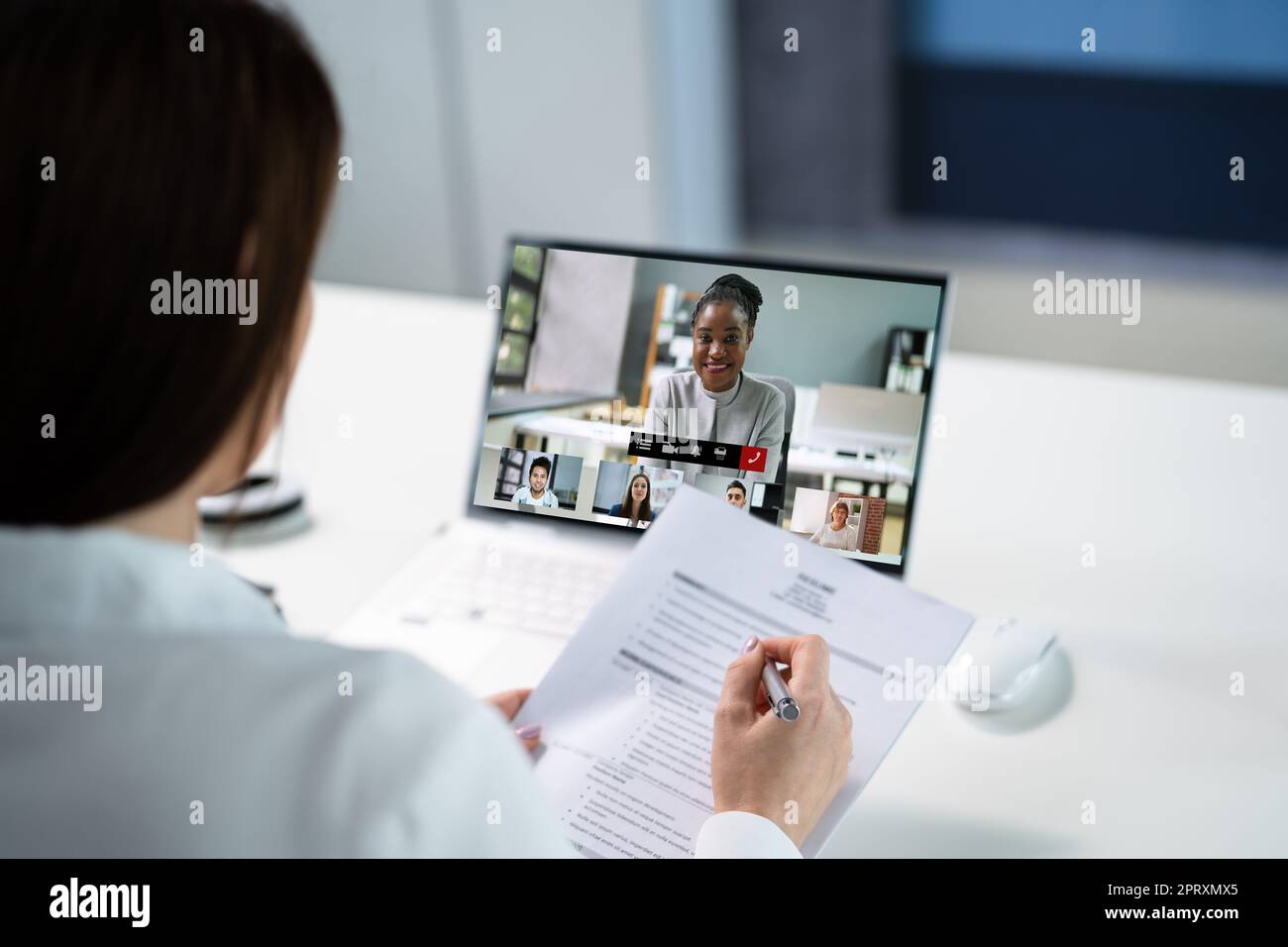 Virtual Job Interview Webcast Using Online Video Conference Stock Photo ...