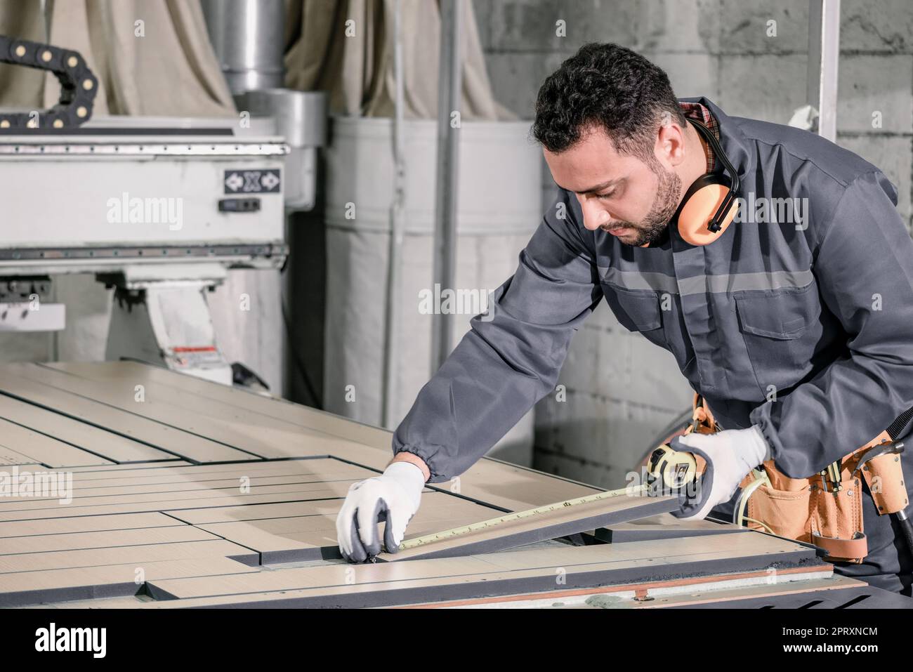Wood turners measure and calculate the right size of workpiece ...
