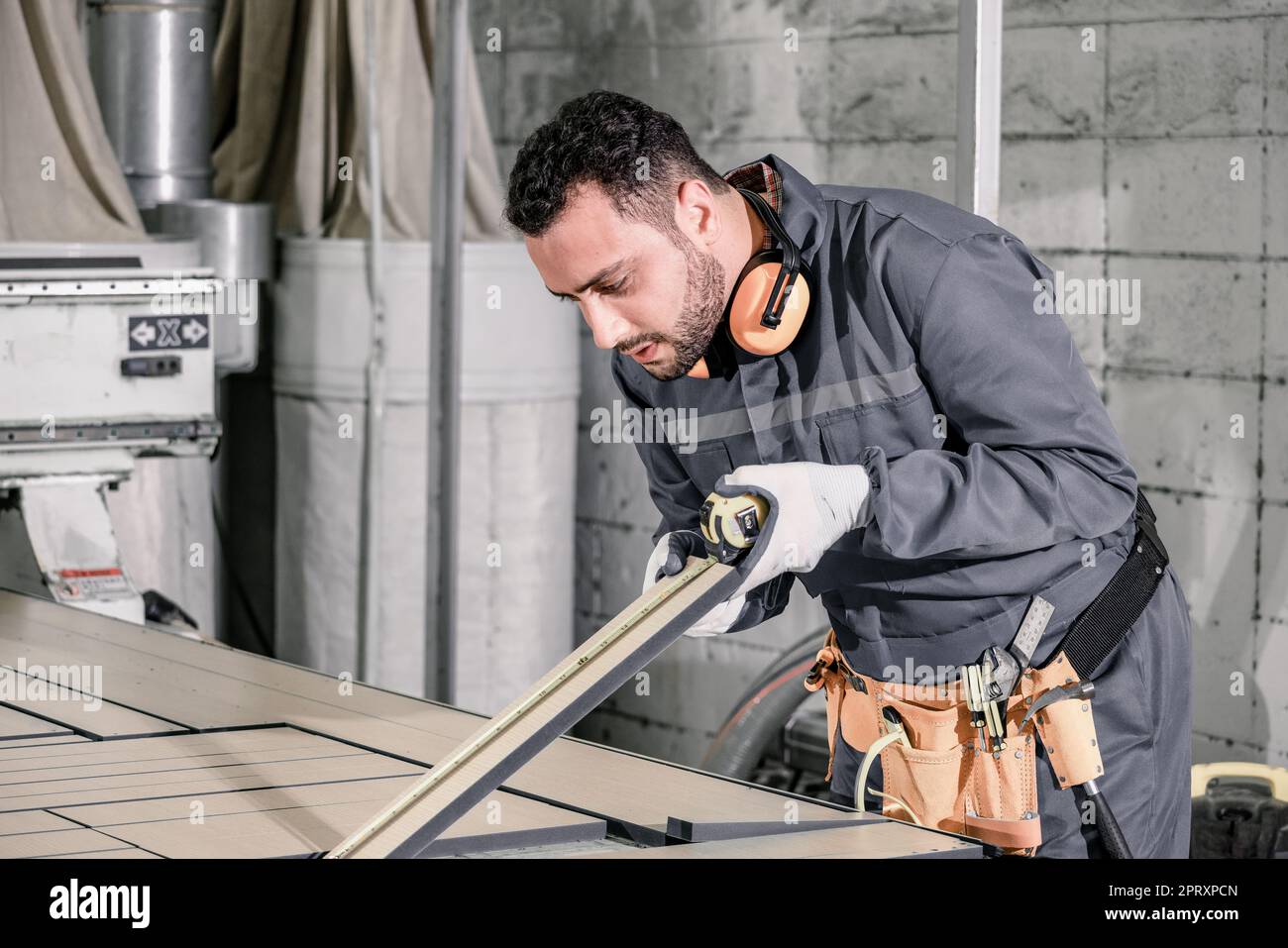 Wood turners measure and calculate the right size of workpiece ...