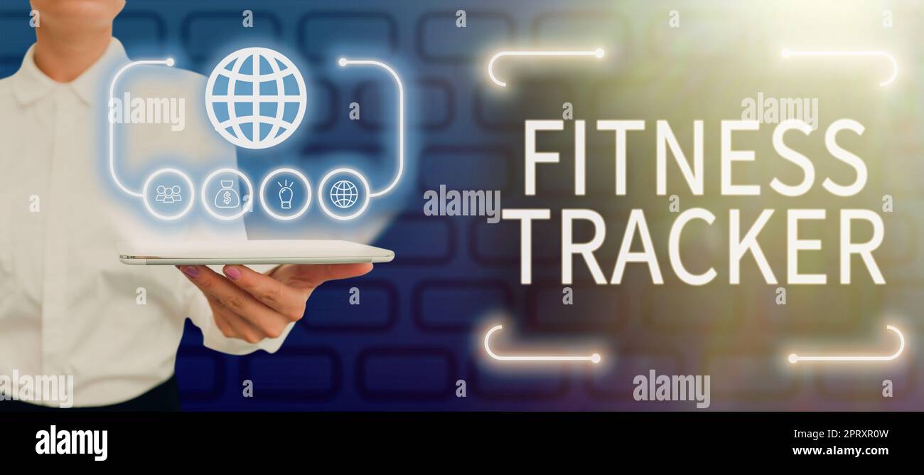 Sign displaying Fitness Tracker, Business concept a monitoring device ...